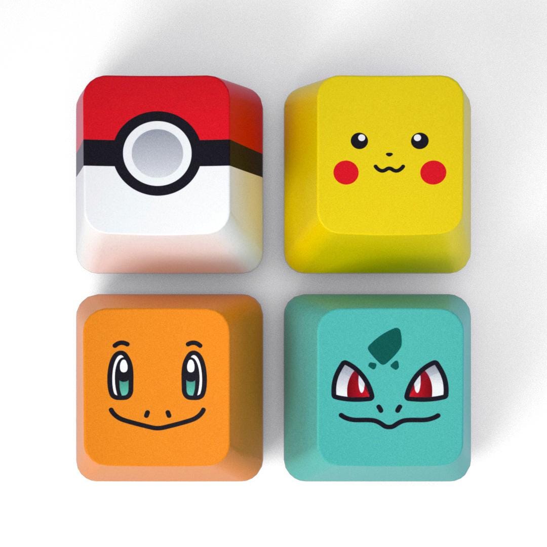 POKEMON Keycaps // Custom Anime Dye-sub Cherry MX R4 top Rows Keycap ...