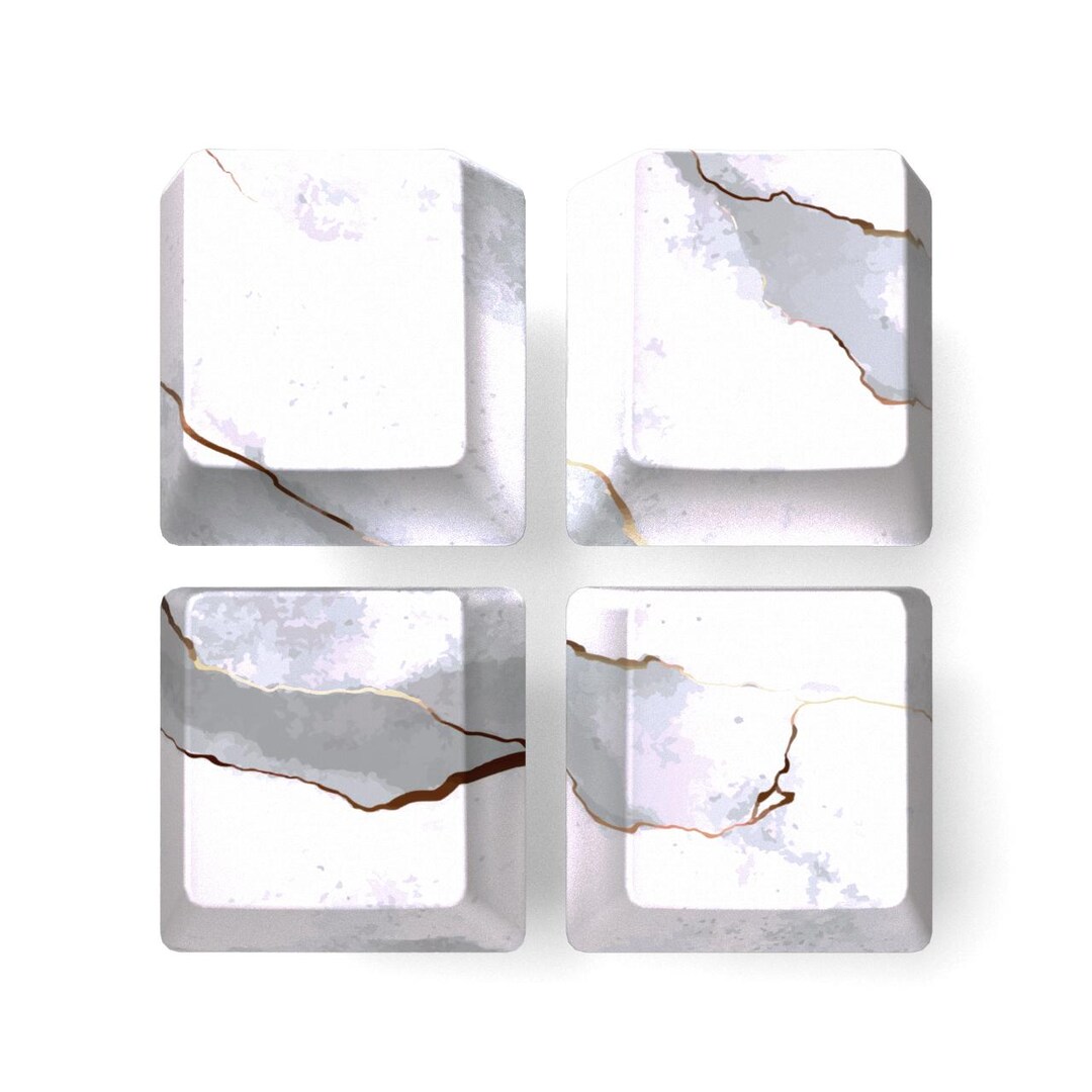 White MARBLE Keycaps // Custom Cherry MX R4 Keycap Set for Mechanical ...