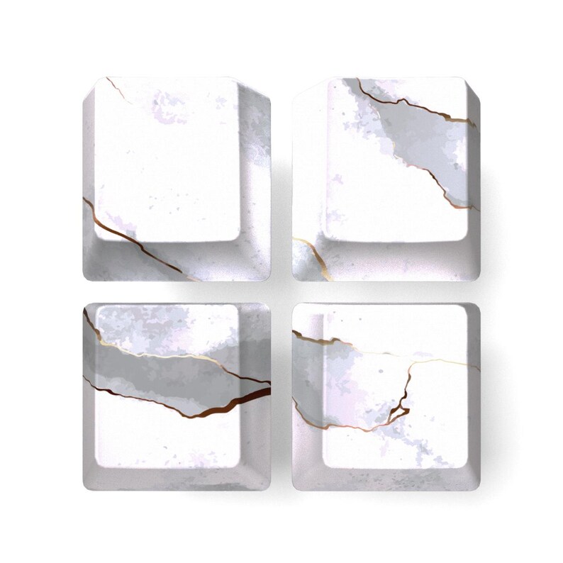 White MARBLE Keycaps // Custom Cherry MX R4 Keycap Set for Mechanical ...
