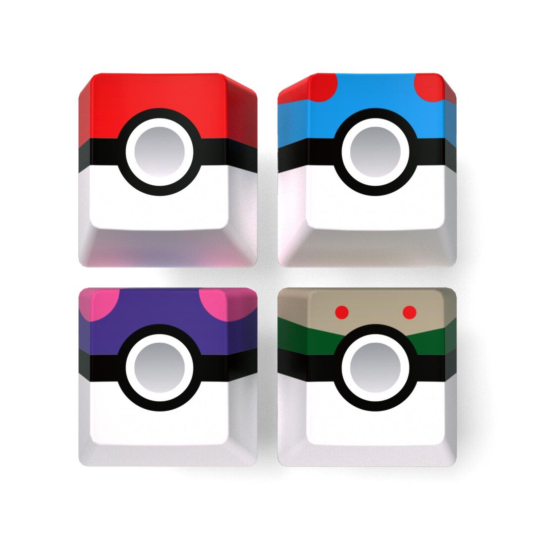 POKEMON Pokeball Keycaps // Custom Anime Dye-sub Cherry MX R4 top Rows ...