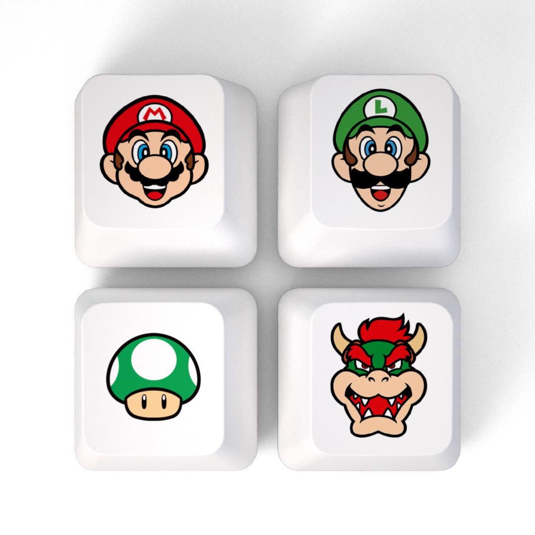 SUPER MARIO Keycaps // Custom Dye-sub Cherry MX R4 top Rows Keycap for ...