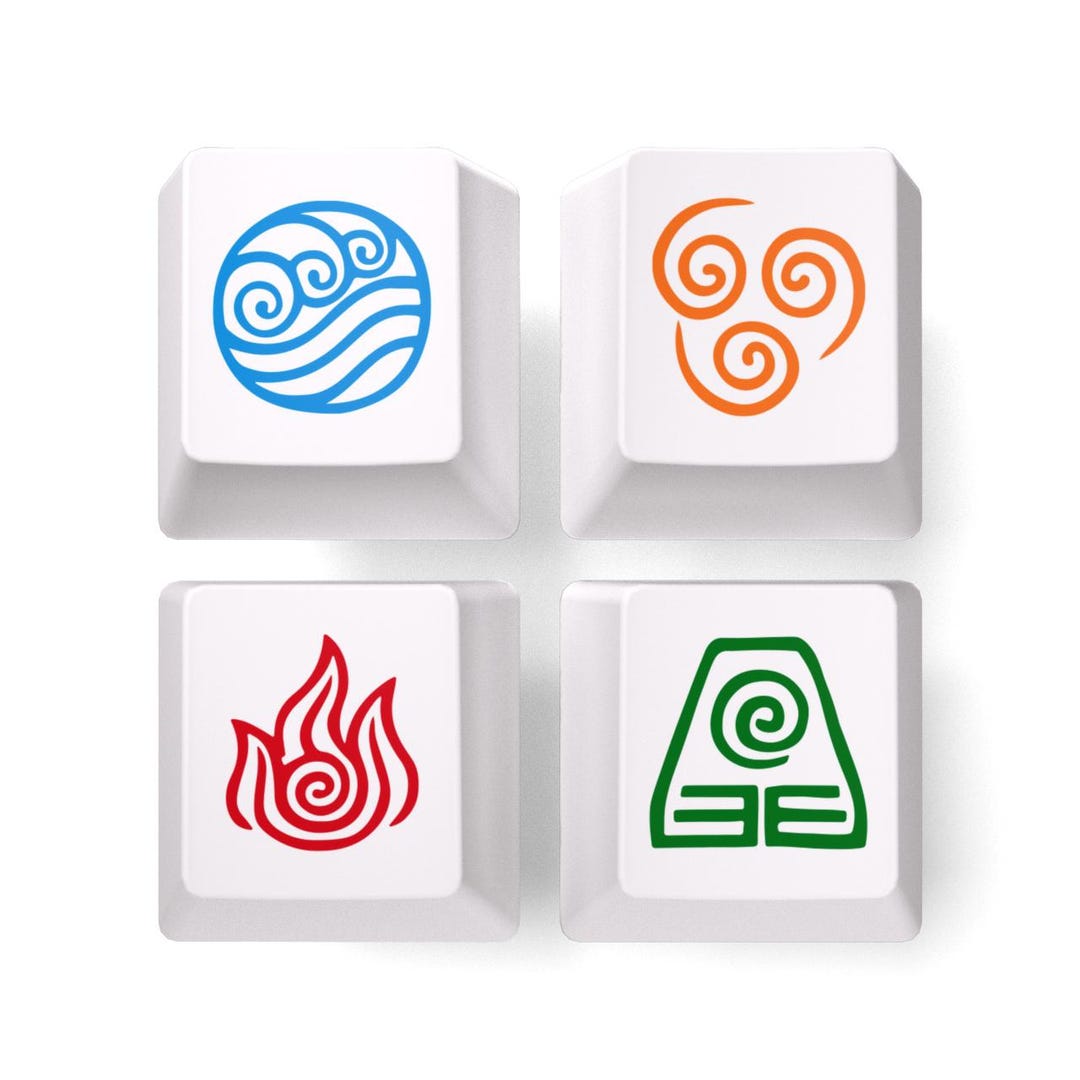 AVATAR Elements White Keycaps // Custom Anime Dye-sub Cherry MX R4 top ...