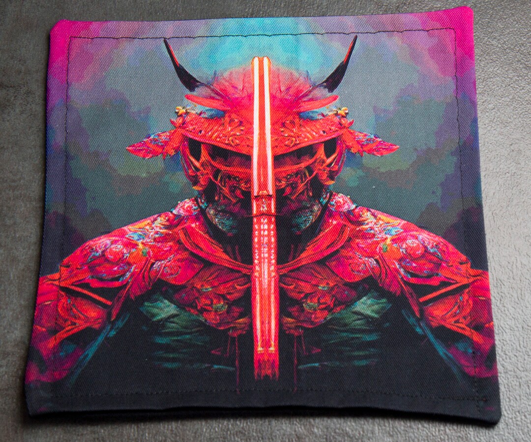 EDC Handkerchief Custom Neon Samurai With Black Flannel on Underside ...
