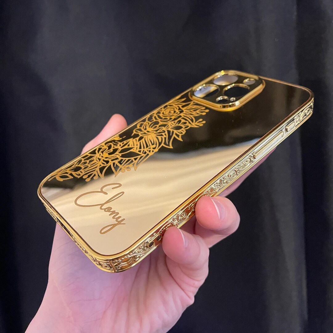 Customizable Flowers Design Gold iPhone Case / All iPhone Models / Gold ...