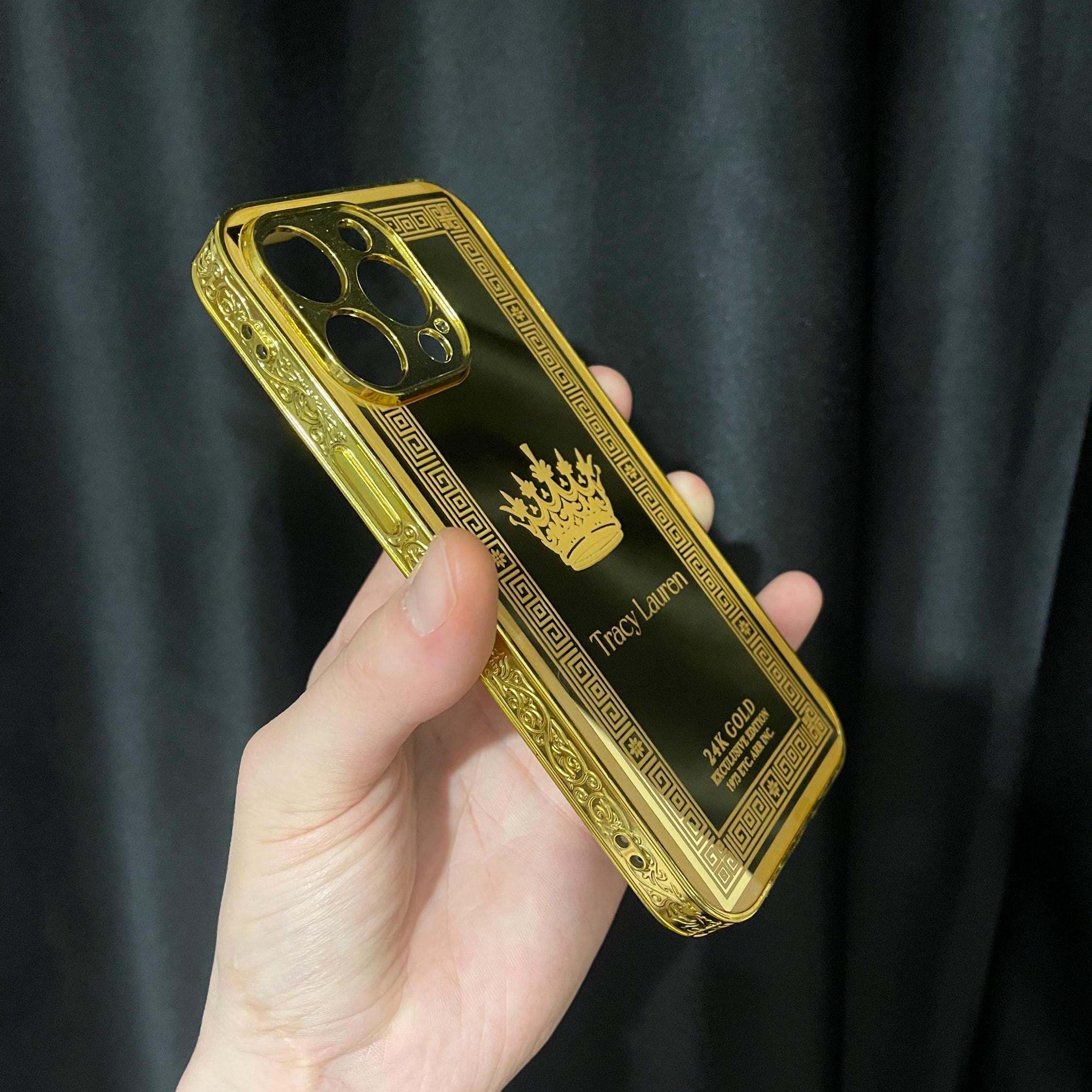 Customized Gold King Crown Design Embroidered iPhone Case / Custom ...