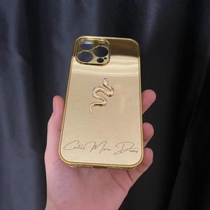3-D Gold Plated Over Brass Snake Figured Custom iPhone Case With ...