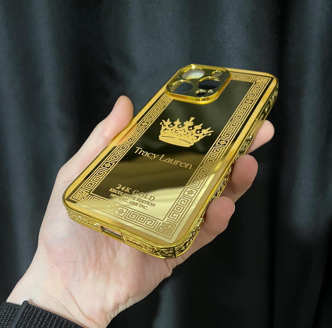 Customized Gold King Crown Design Embroidered iPhone Case / Custom ...