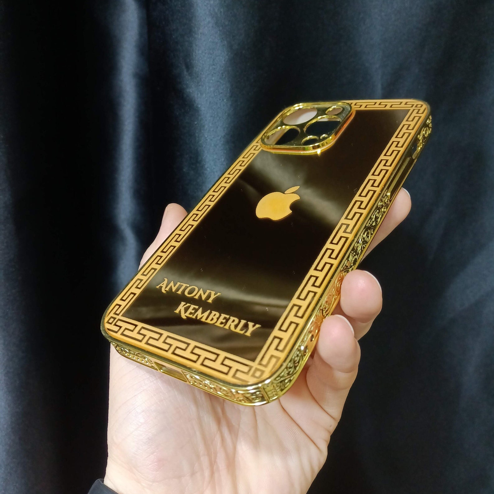 Customizable Apple Logo Gold Design iPhone Case / Greek Key / All ...