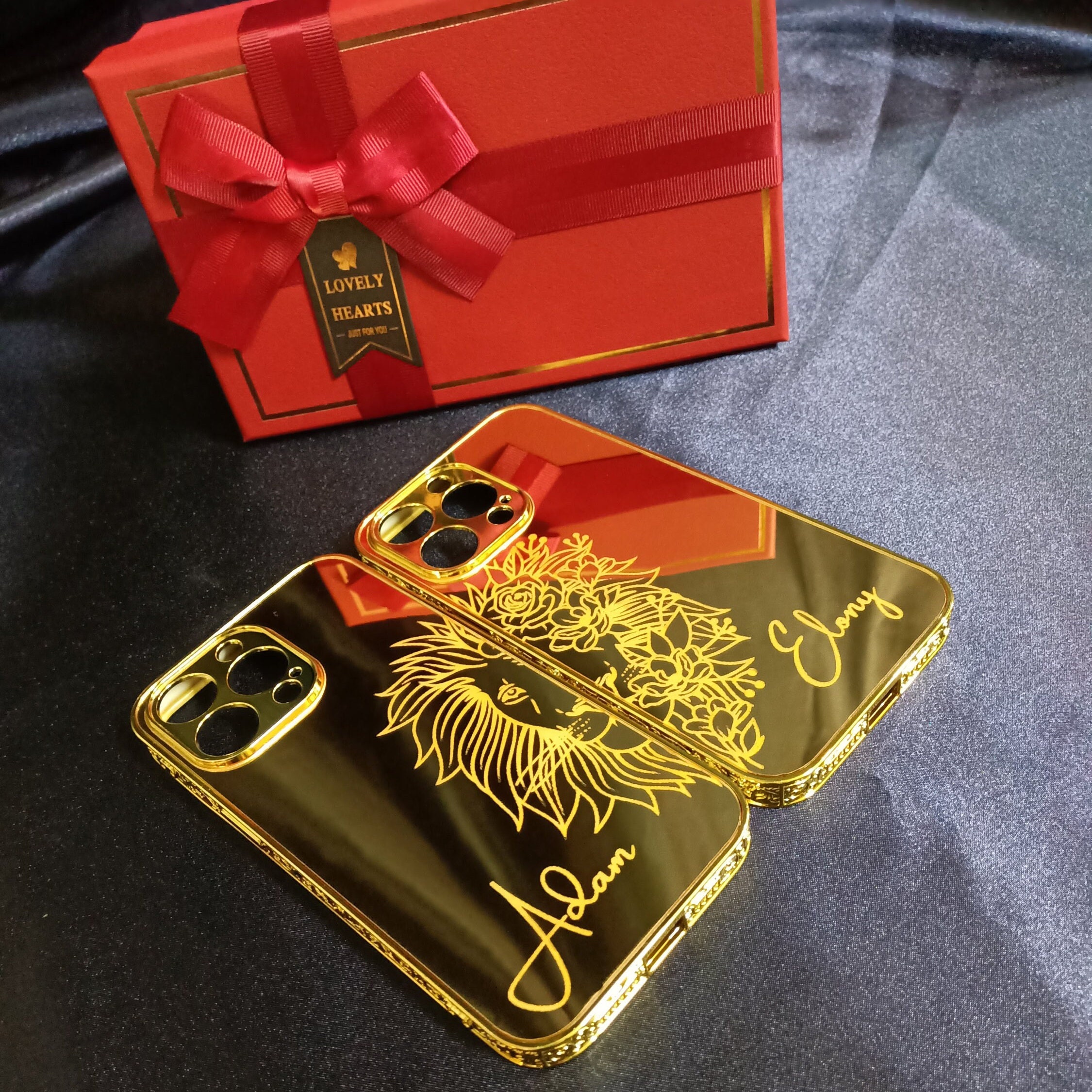 Customizable Couple Gold iPhone Case / Lion Design Gold iPhone Case ...