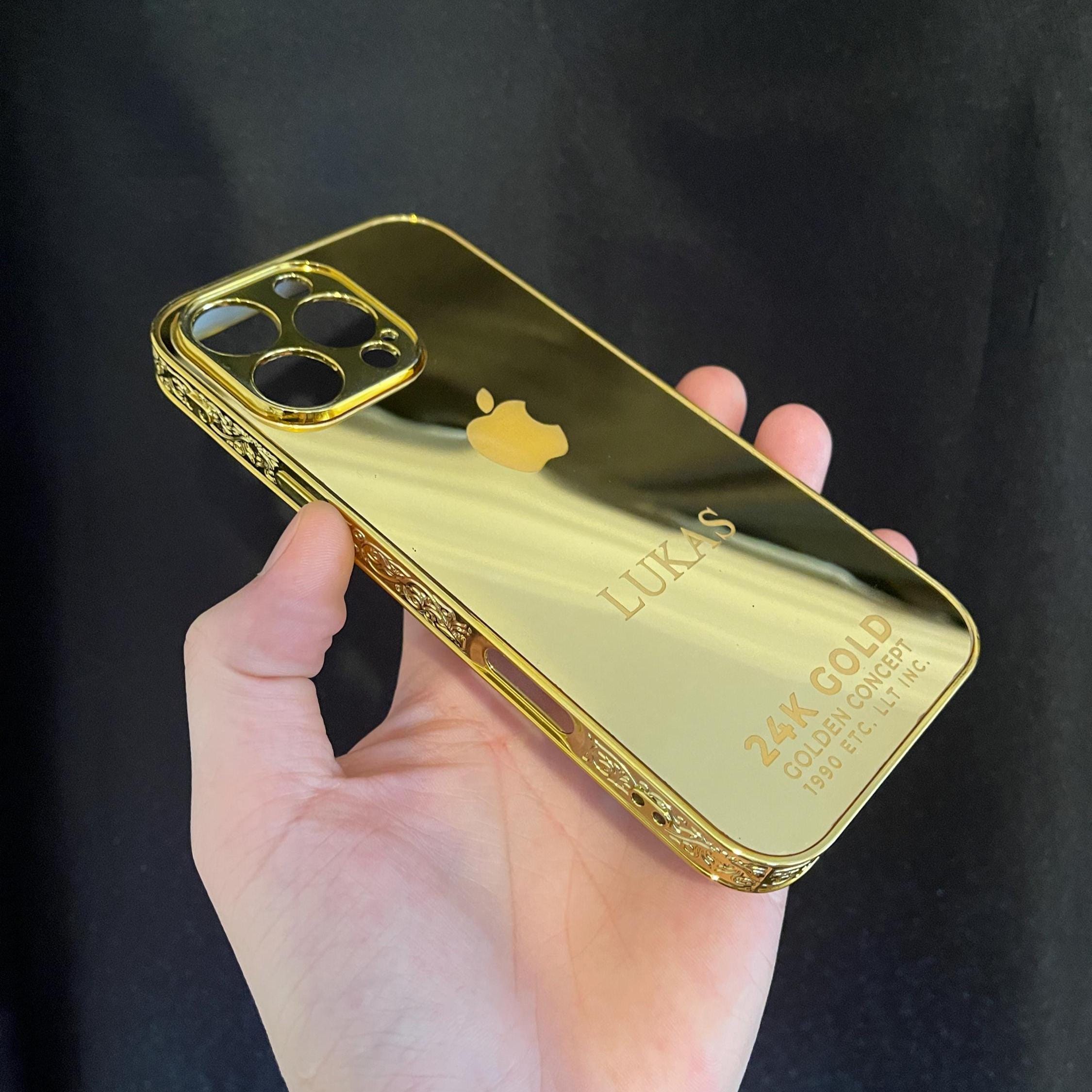 Customizable Apple Logo Gold Design iPhone Case / Gold Embroidered ...