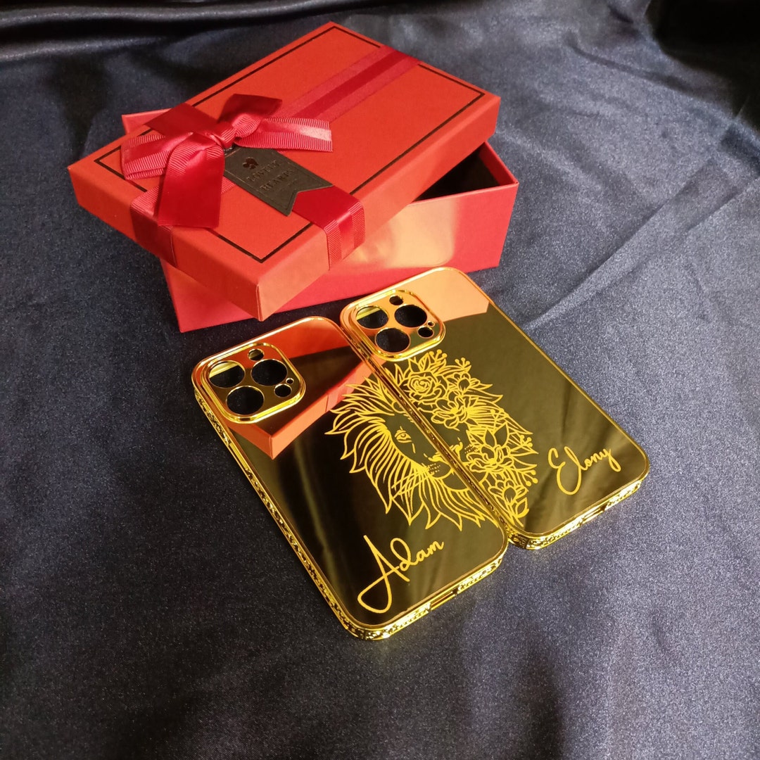 Customizable Couple Gold iPhone Case / Lion Design Gold iPhone Case ...