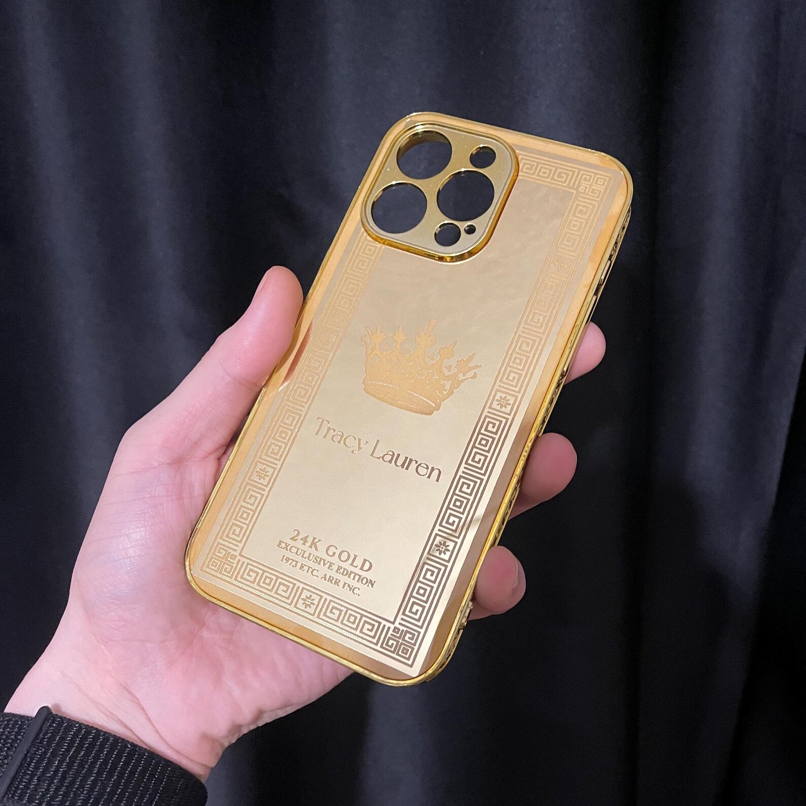 Customized Gold King Crown Design Embroidered iPhone Case / Custom ...