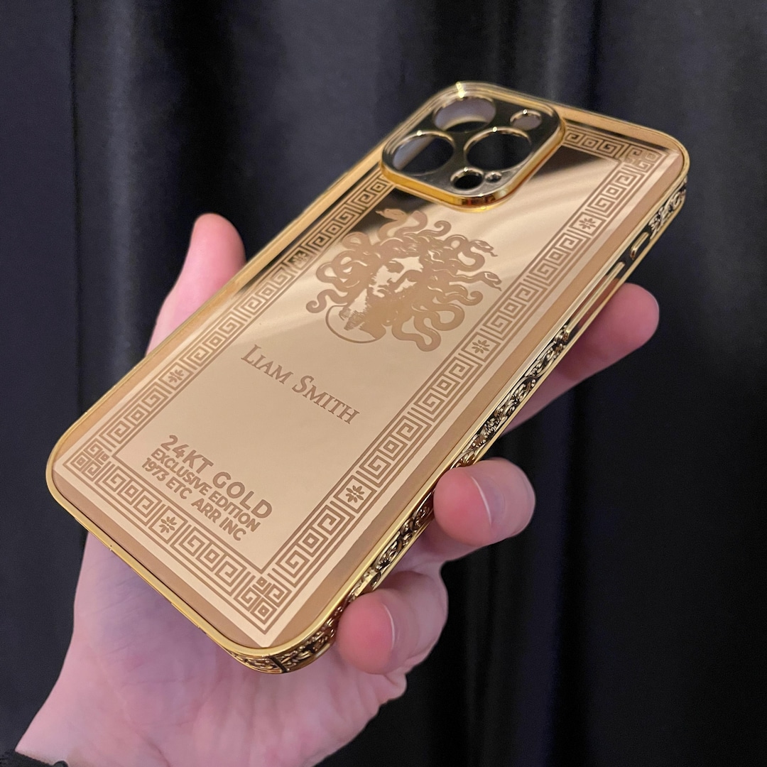 Customized Gold Medusa Design Embroidered iPhone Case / Custom Greek ...