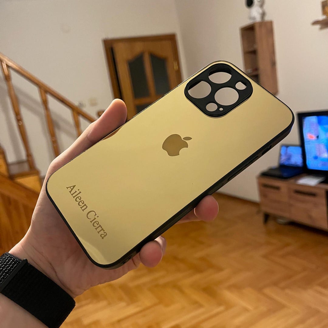 Custom Apple Logo Design Gold iPhone Case With Black Frame / Gold ...