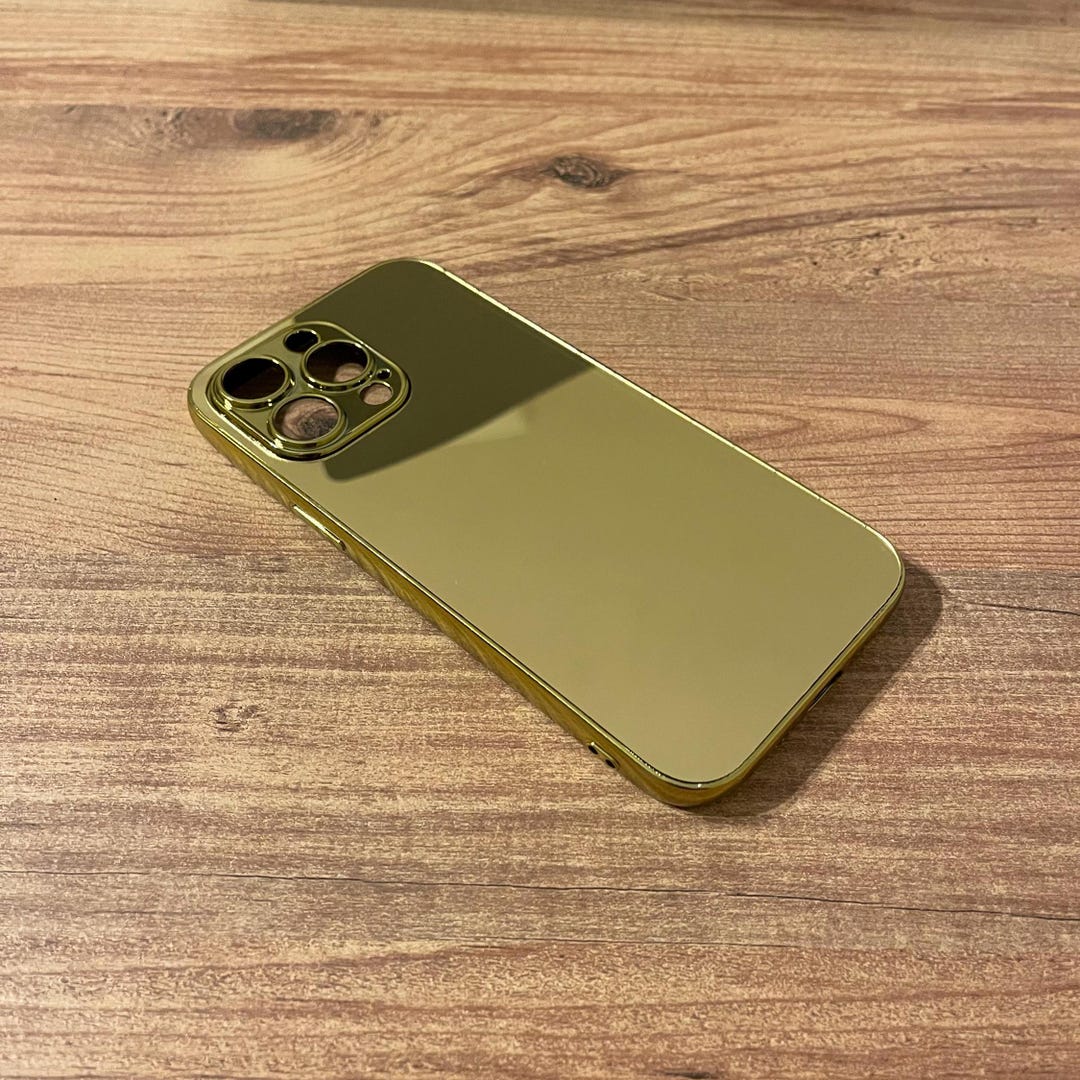 Customizable Gold iPhone Case With Plain Edges / Gold Mirror Case / 17 ...