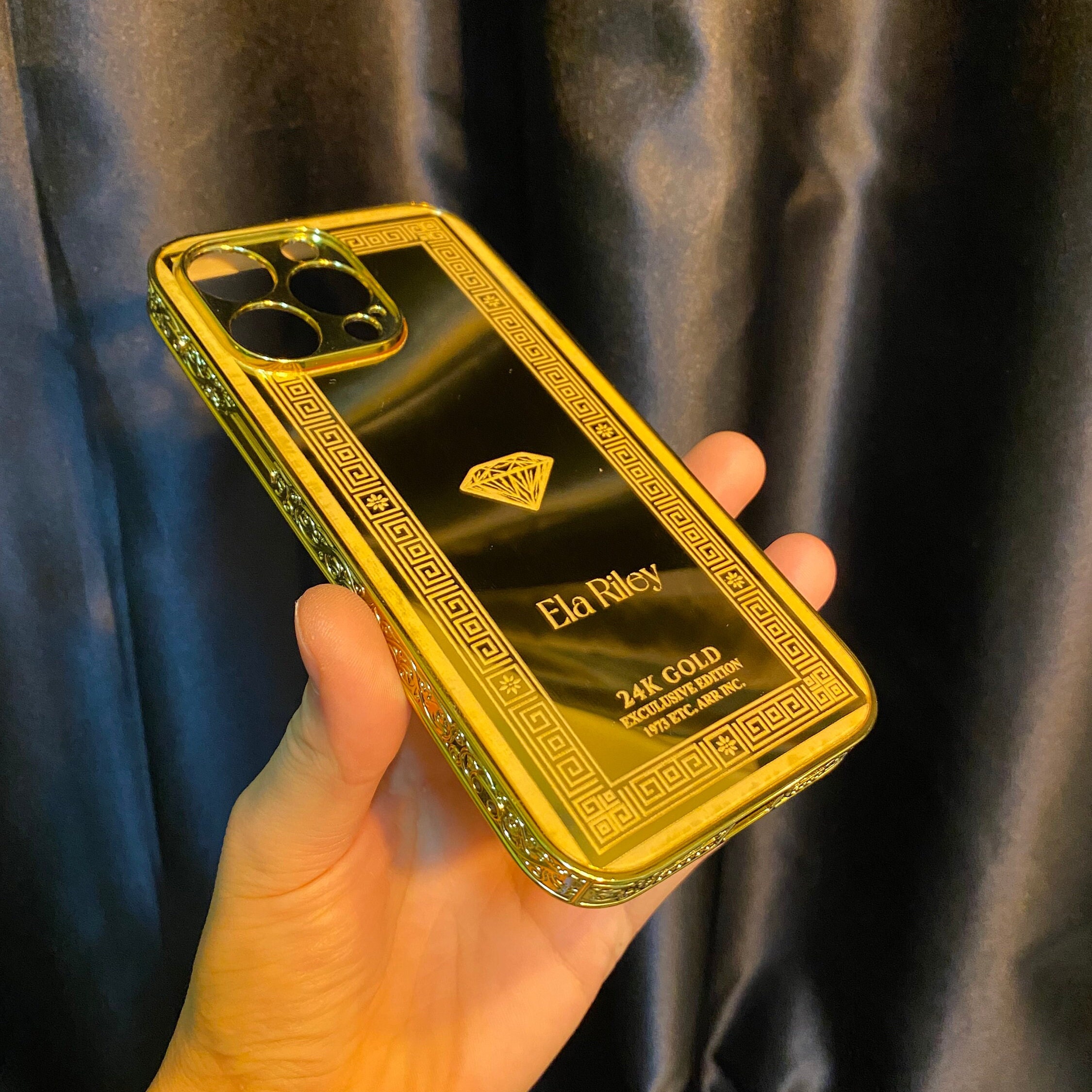 Customizable Diamond Gold Design iPhone Case / All iPhone Models / Gold ...