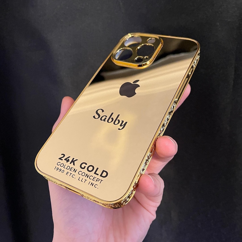 Customizable Apple Logo Gold Design iPhone Case / Black Design Gold ...
