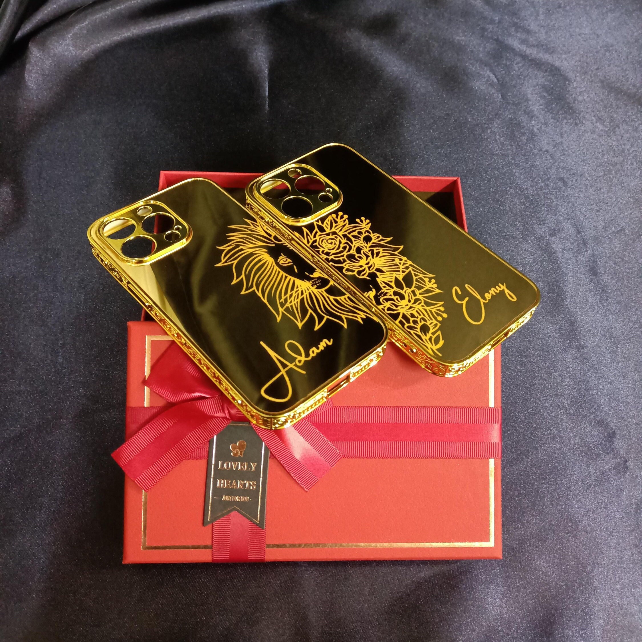 Customizable Couple Gold iPhone Case / Lion Design Gold iPhone Case ...