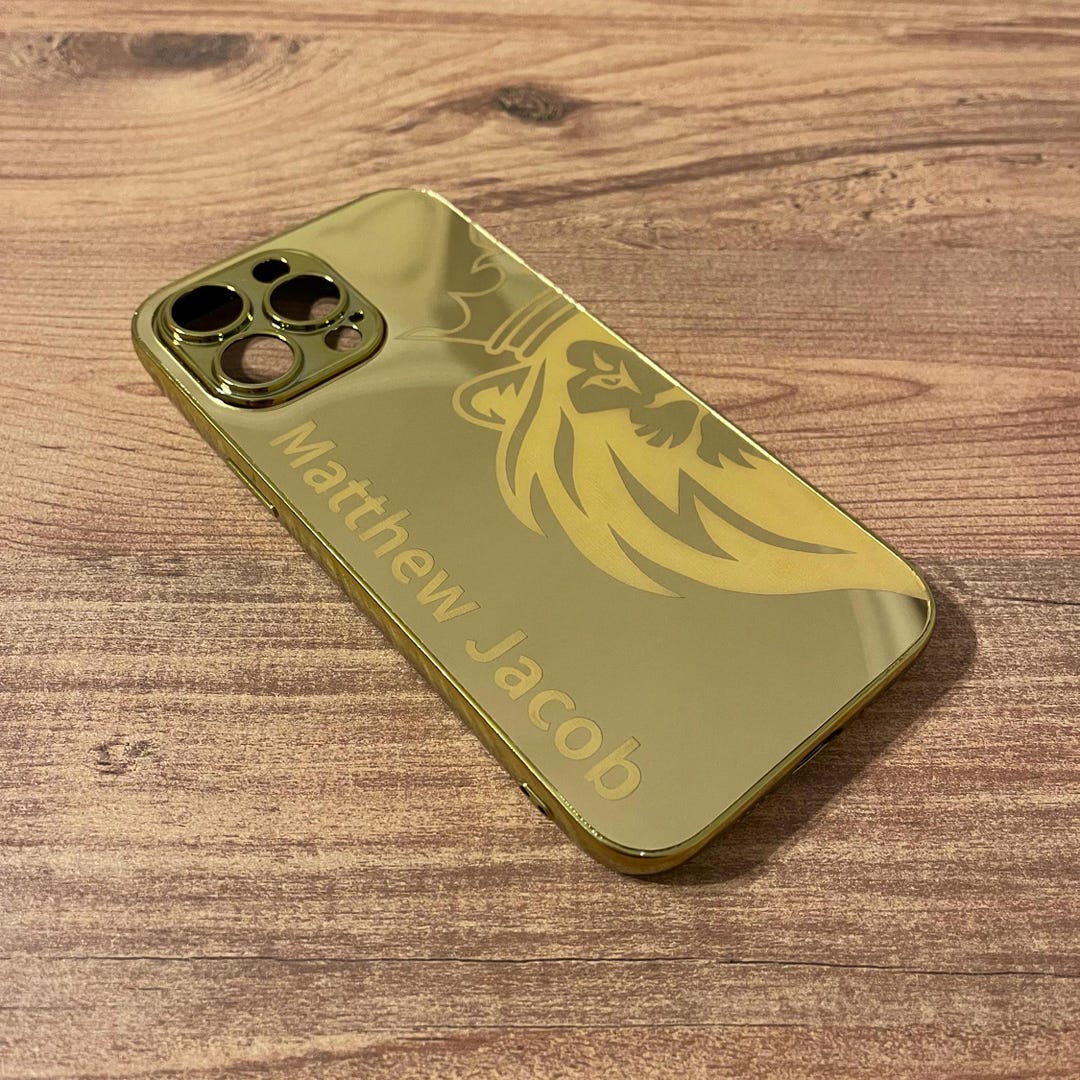 King Lion Design Customizable Gold iPhone Case With Plain Edges / Gold ...