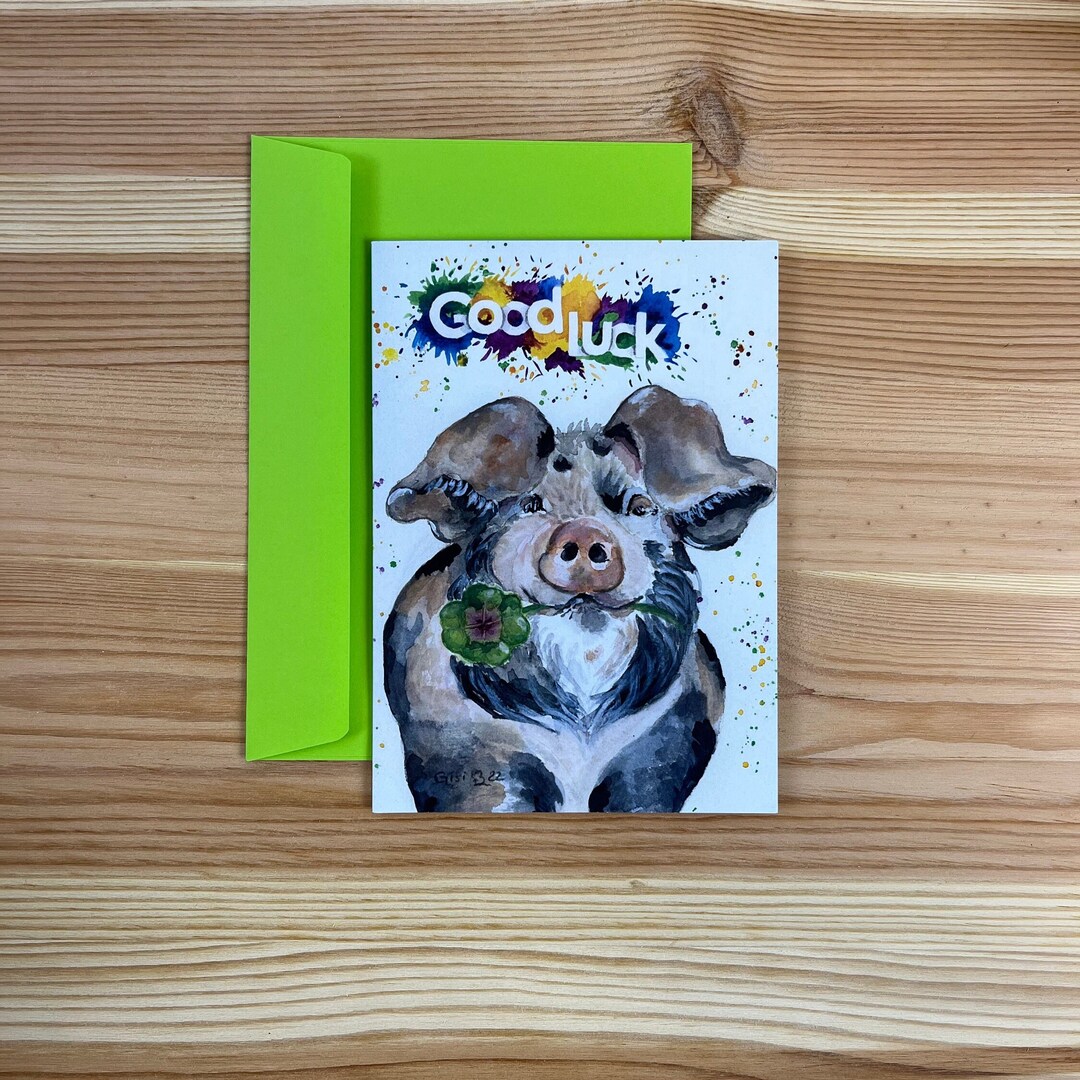 Congratulations Card pig as a Folding Card in DIN A6 Format, With an ...