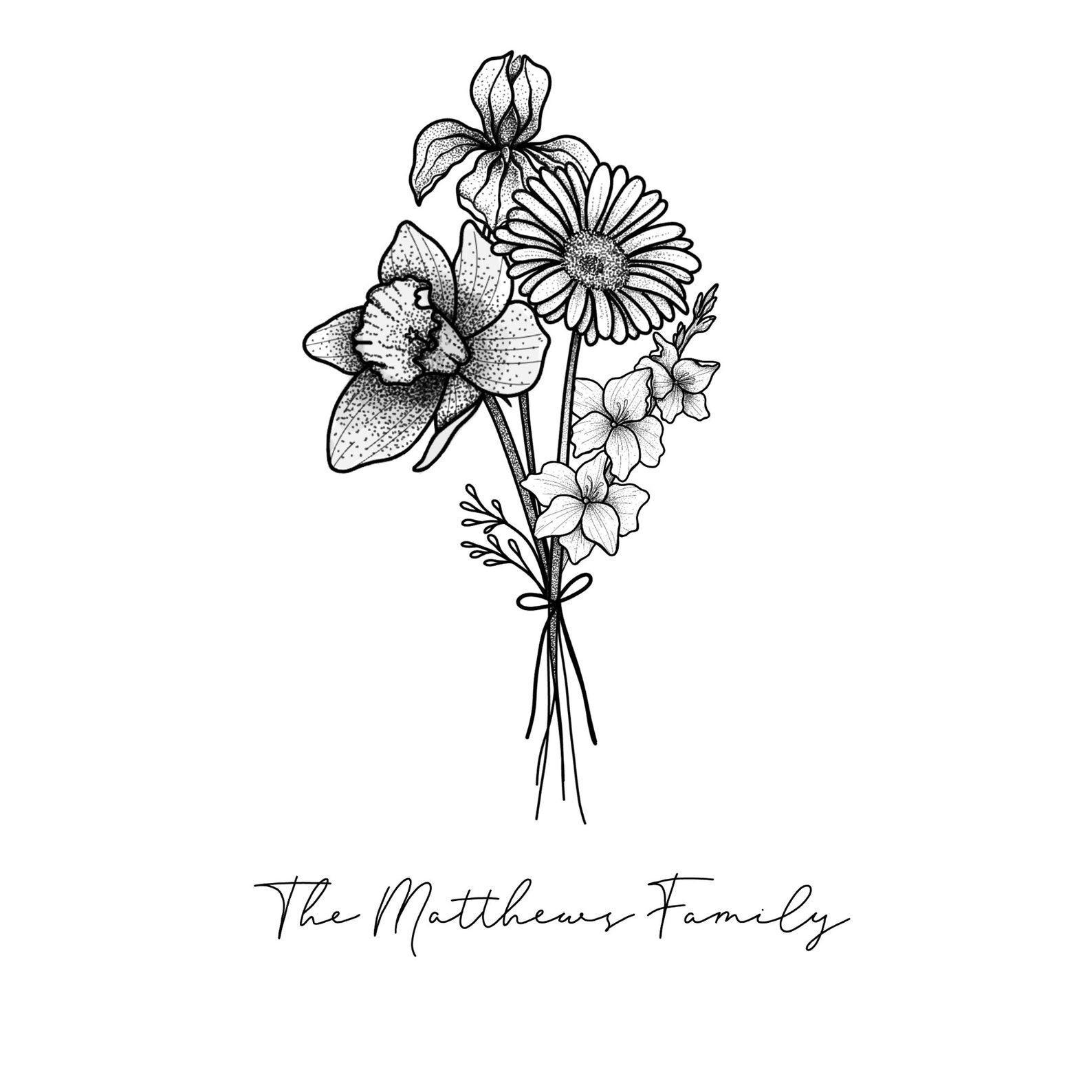 Digital | Custom Family Birth Flower Bouquet | Birth Flower Tattoo ...