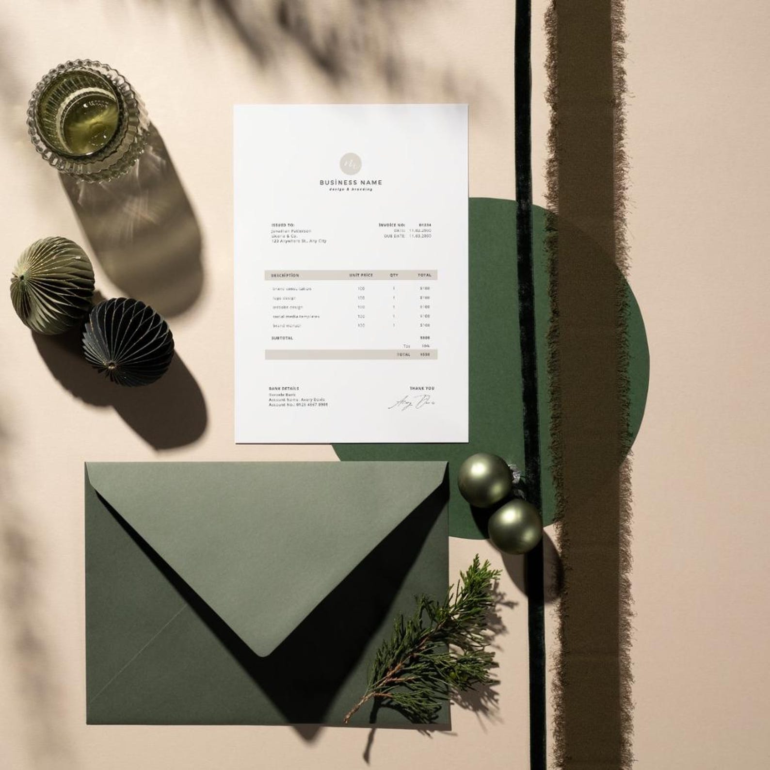 Modern Minimalist Invoice Template for Small Businesses | Customizable ...