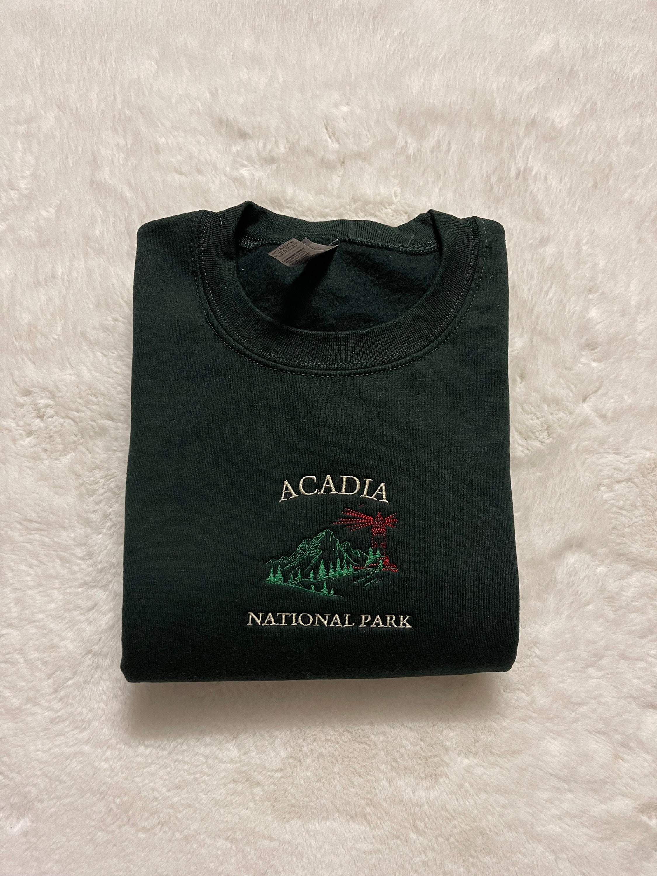 Acadia National Park Embroidered Crewneck, Winter Sweatshirt, Trendy ...