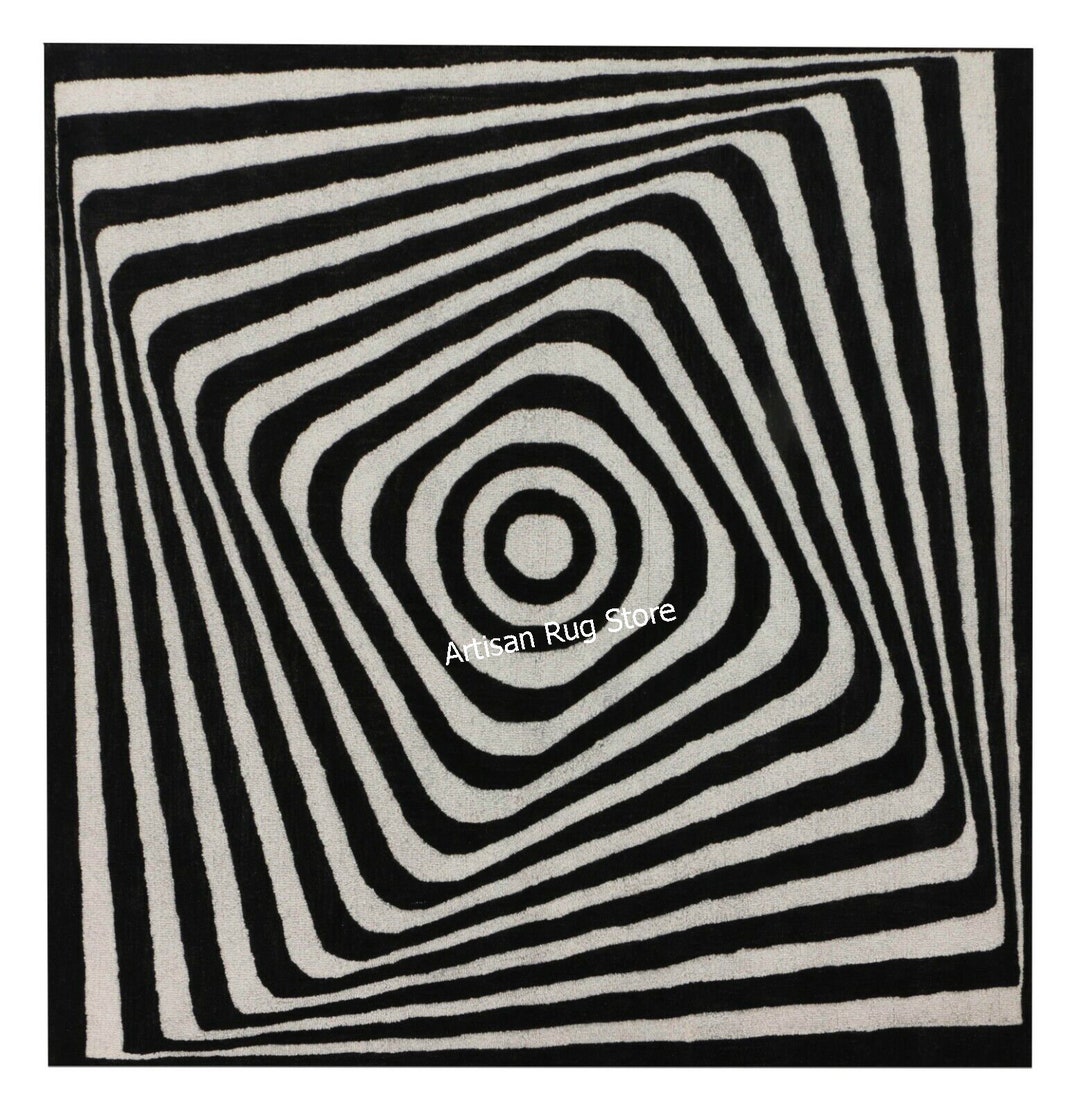 Optical Illusion Matrix Design Square 8 X 8 Handmade Tufted - Etsy