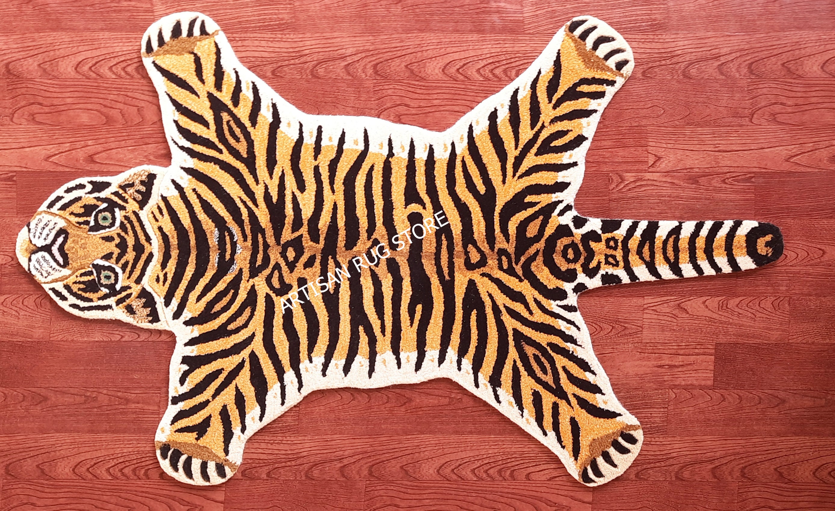 Hand Tufted Tiger Rug Gold Color 2x3 3x5 4x6 5x8 Skin Shape - Etsy