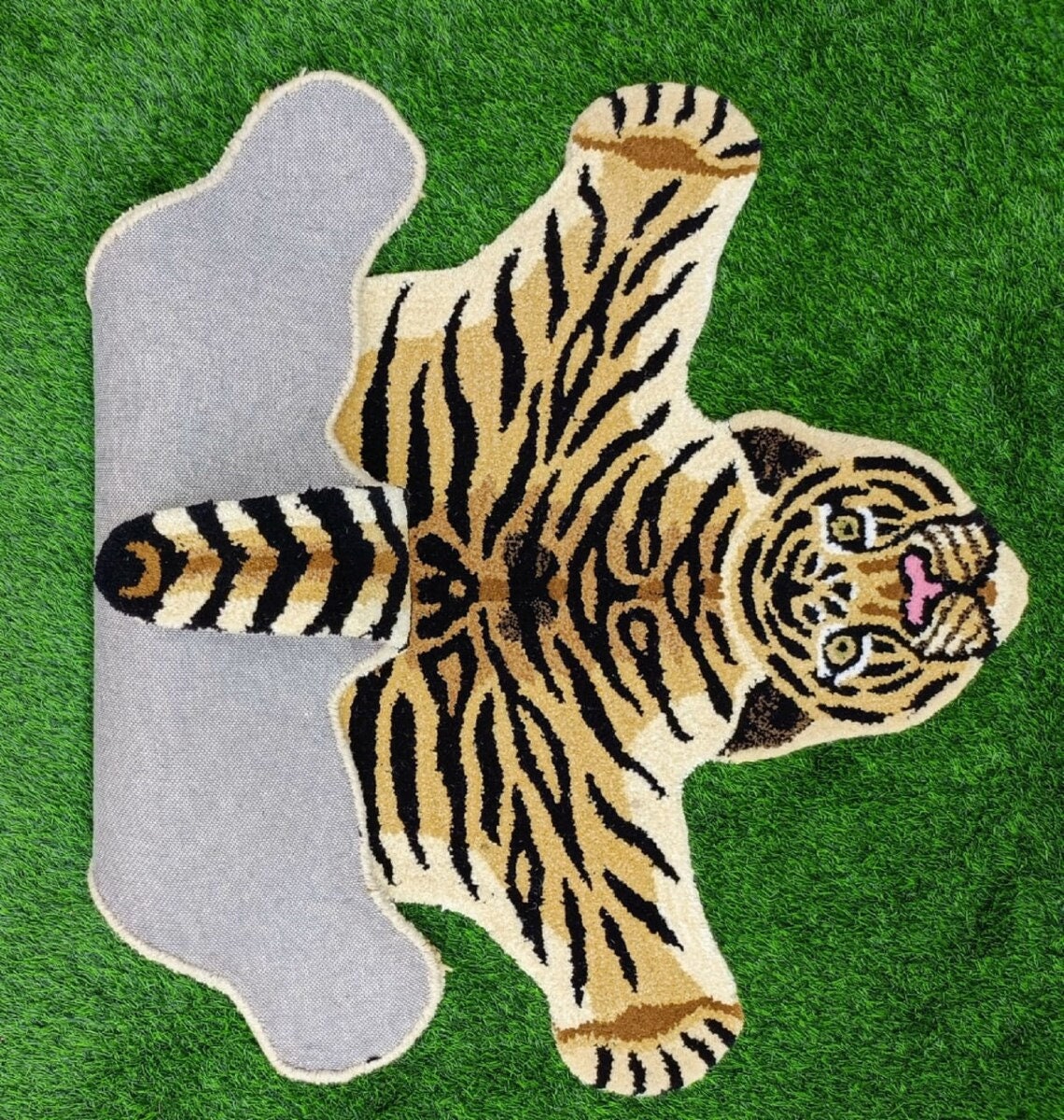 Hand-tufted Tiger Rug 3x5 Skin Shape Wool Rug Hand Tufted for - Etsy
