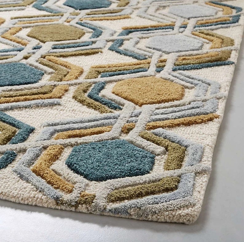 Wool Rug Riesco Mid-century Modern Rug Designer Rug Woolen Carpet Rugs ...