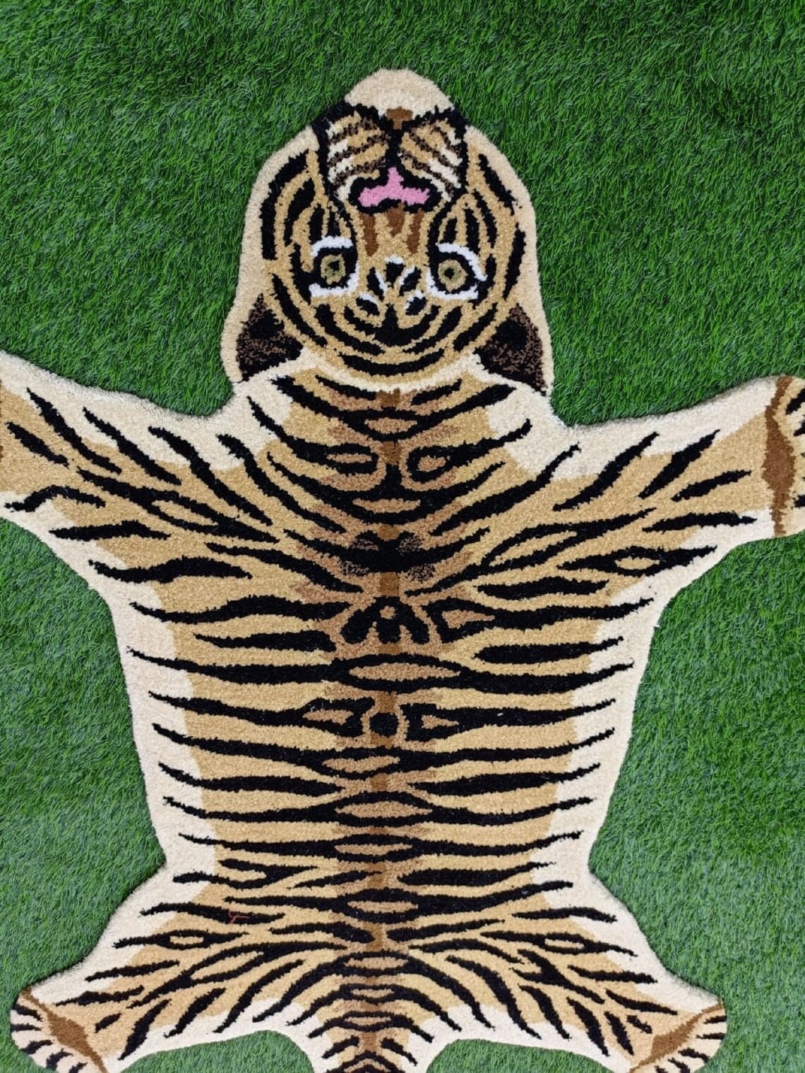 Hand-tufted Tiger Rug 3x5 Skin Shape Wool Rug Hand Tufted for - Etsy