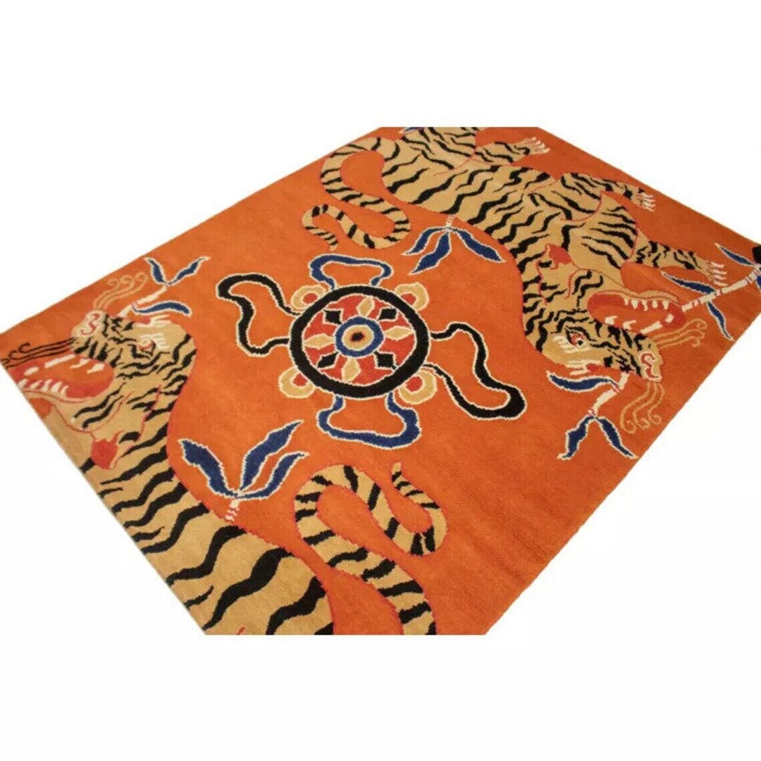 Orange Pictorial Trible Fine Nepali Rug Tibetan Knotted Rug - Etsy