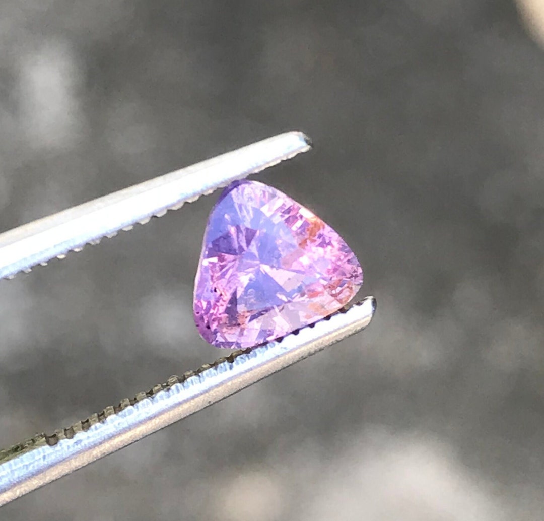 1.10ct Silky Violetish Pink Sapphire Trillion Loose Opalescent Sapphire ...