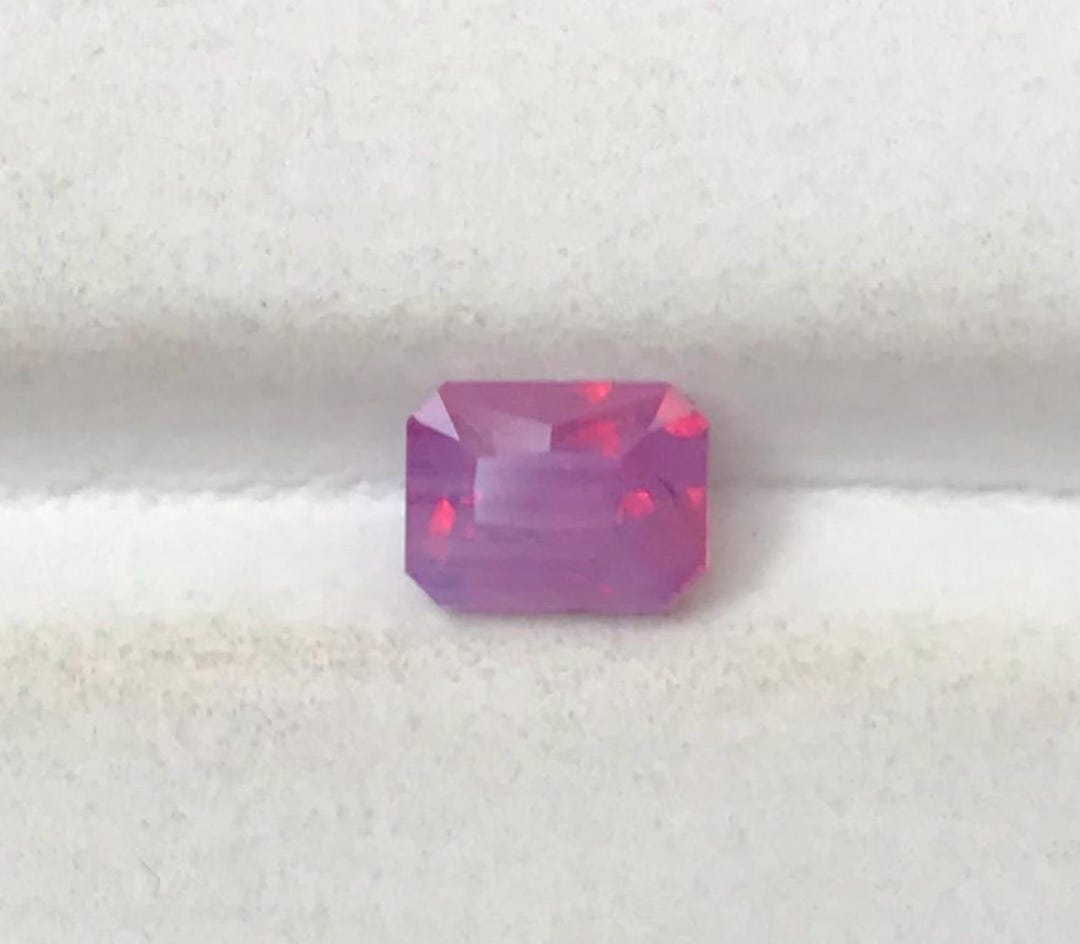 1.05ct Silky Violetish Pink Sapphire Rectangular Natural Milky Sapphire ...