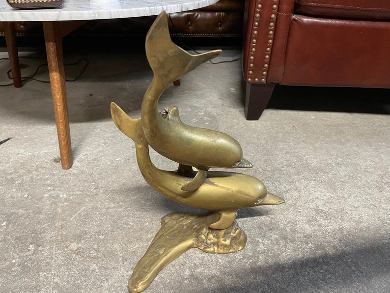 Large Vintage Brass Dolphins Sculpture - Etsy