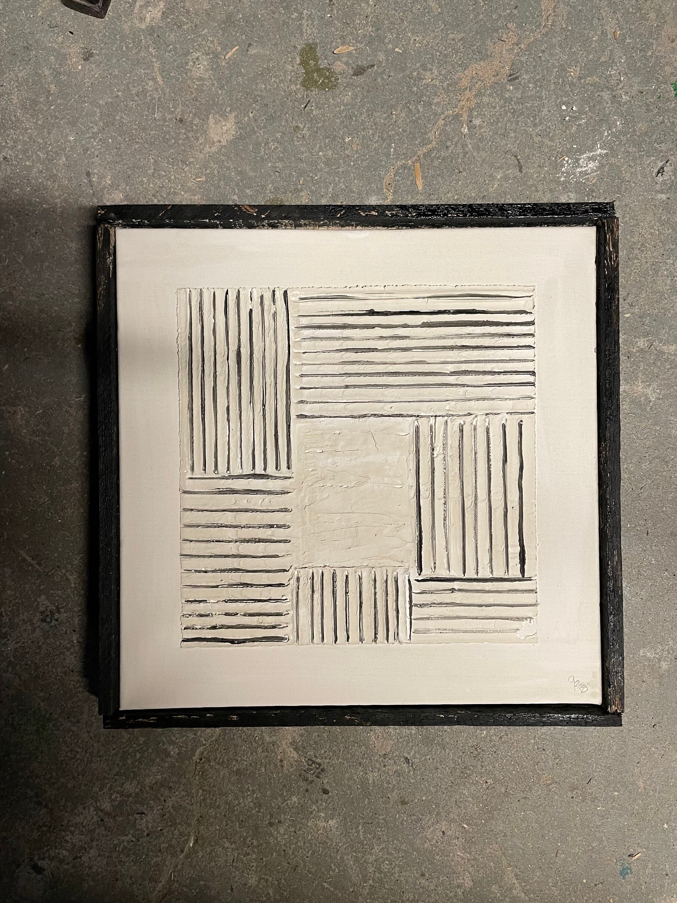 Textured Line Art With Vintage Lathe Black Painted Frame - Etsy