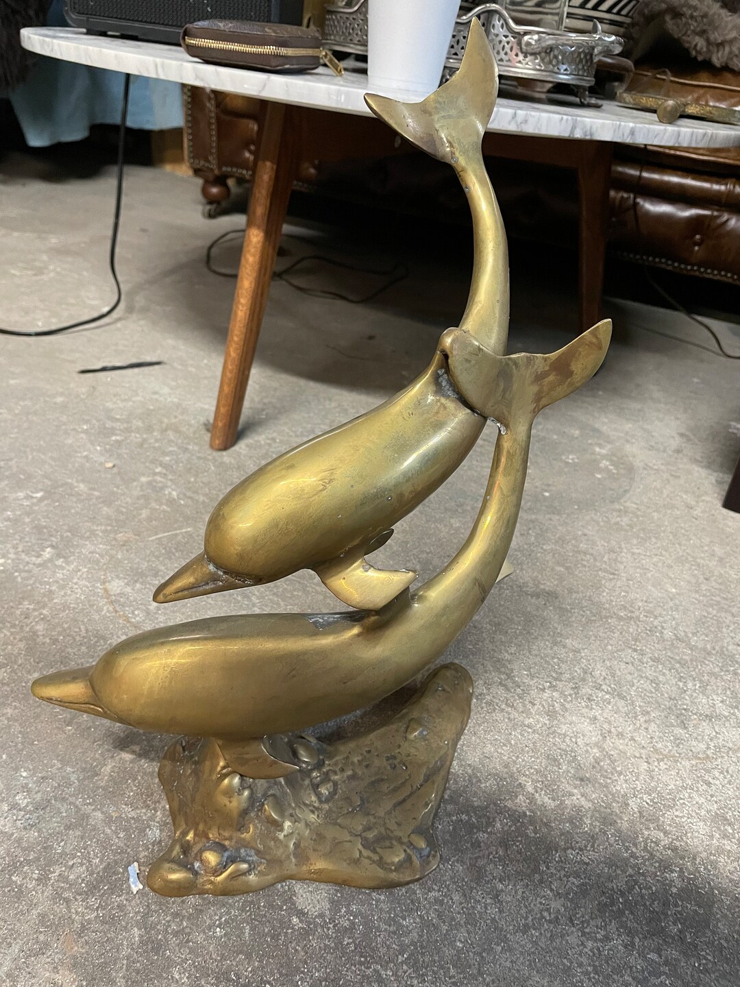 Large Vintage Brass Dolphins Sculpture - Etsy