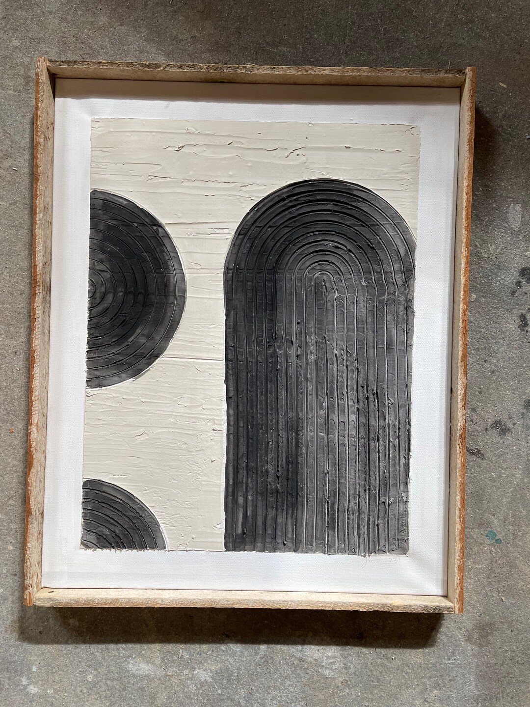 Textured Line Art With Vintage Lathe Frame - Etsy