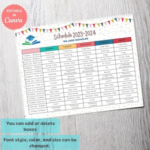 Editable School Schedule, Weekly Planner Printable, Daily Schedule ...