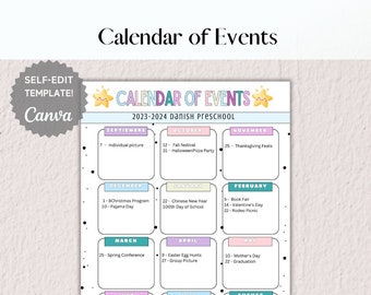 Editable Monthly Events Template, Parents Newsletter Calendar Events - Etsy