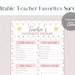 Editable Teacher Favorites Survey, Printable Questionnaire (canva) - Etsy