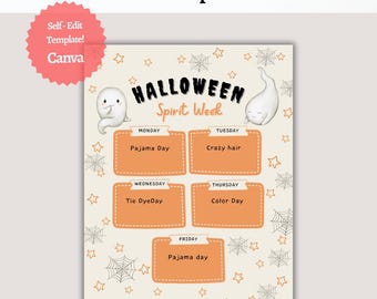 Halloween School Spirit Week Itinerary Schedule, Daily Weekly Calendar ...