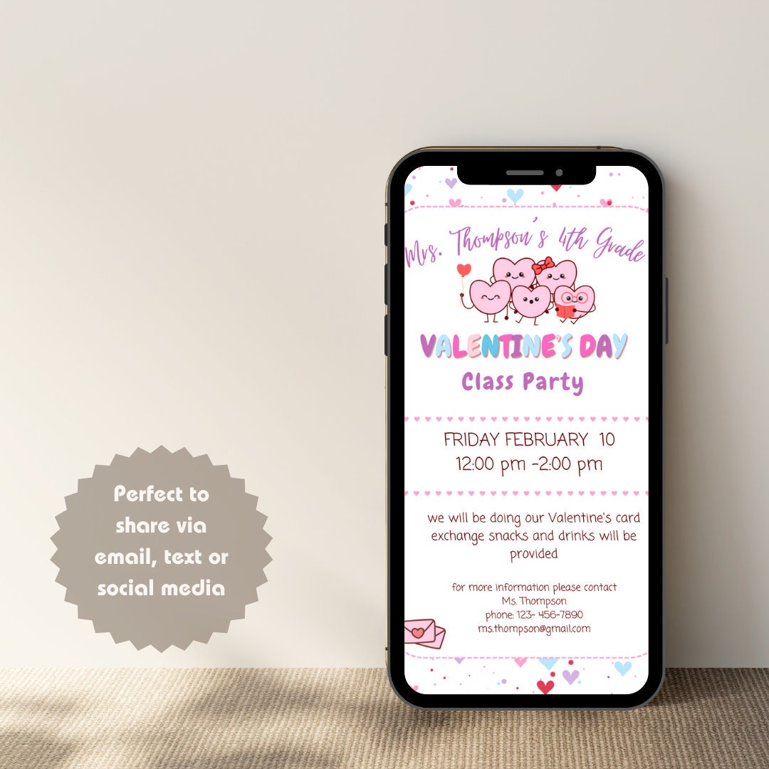EDITABLE Class Valentine Party Flyer | School Valentine's Day Party ...