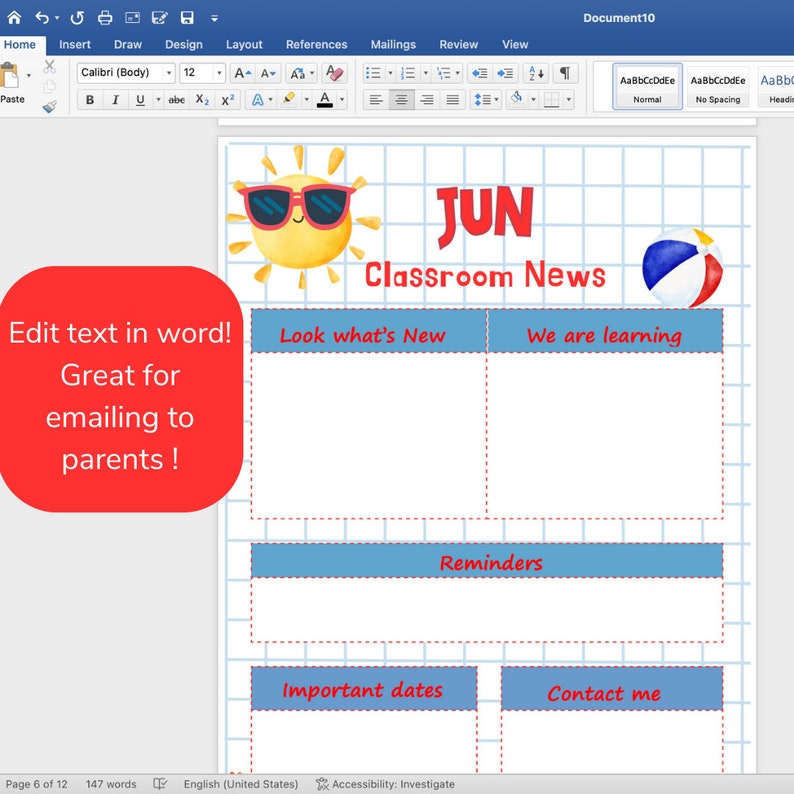 Classroom Newsletter Templates, 12 Designs Included, Word Format, Canva ...