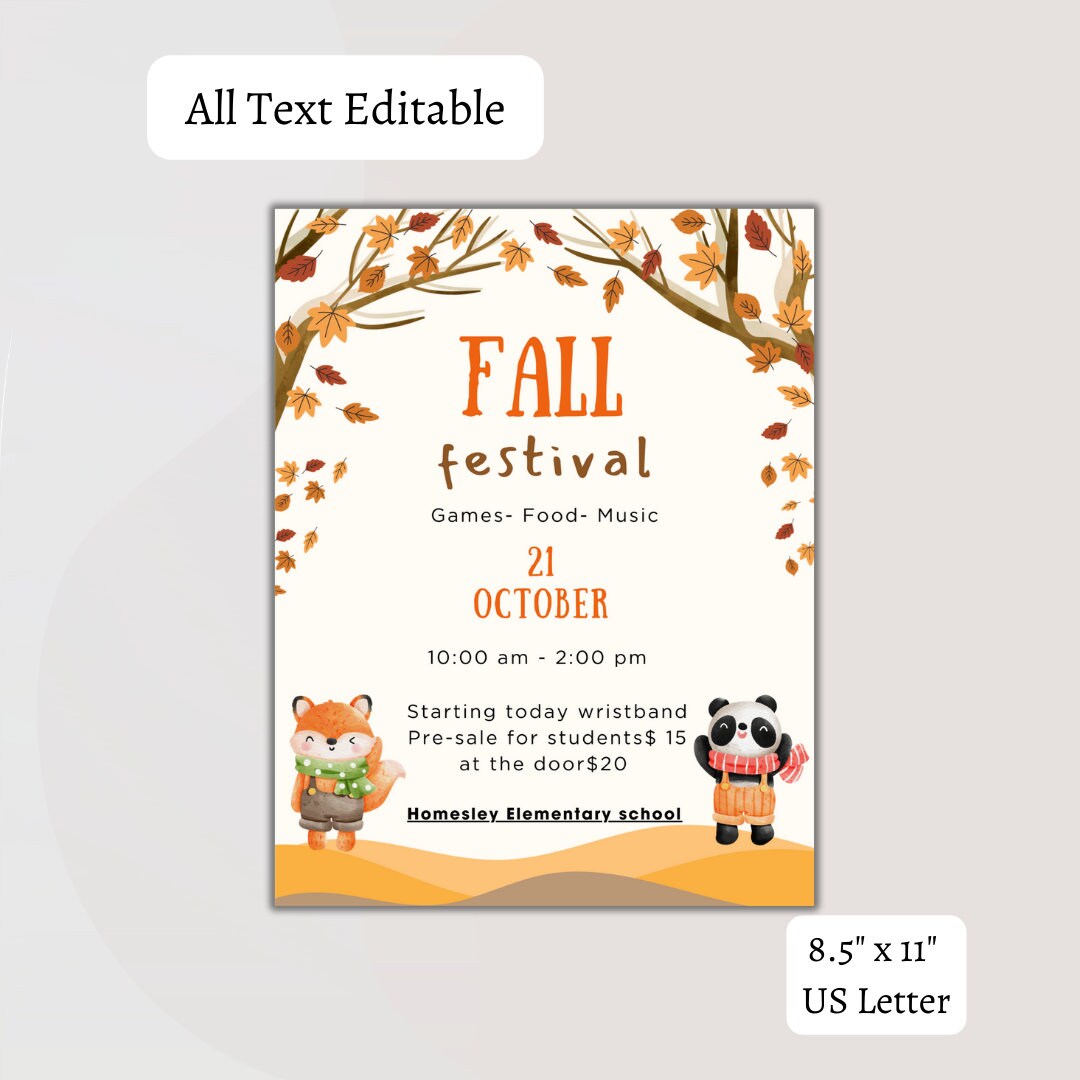 EDITABLE Fall Festival Fall Harvest Flyer/poster Printable Halloween ...