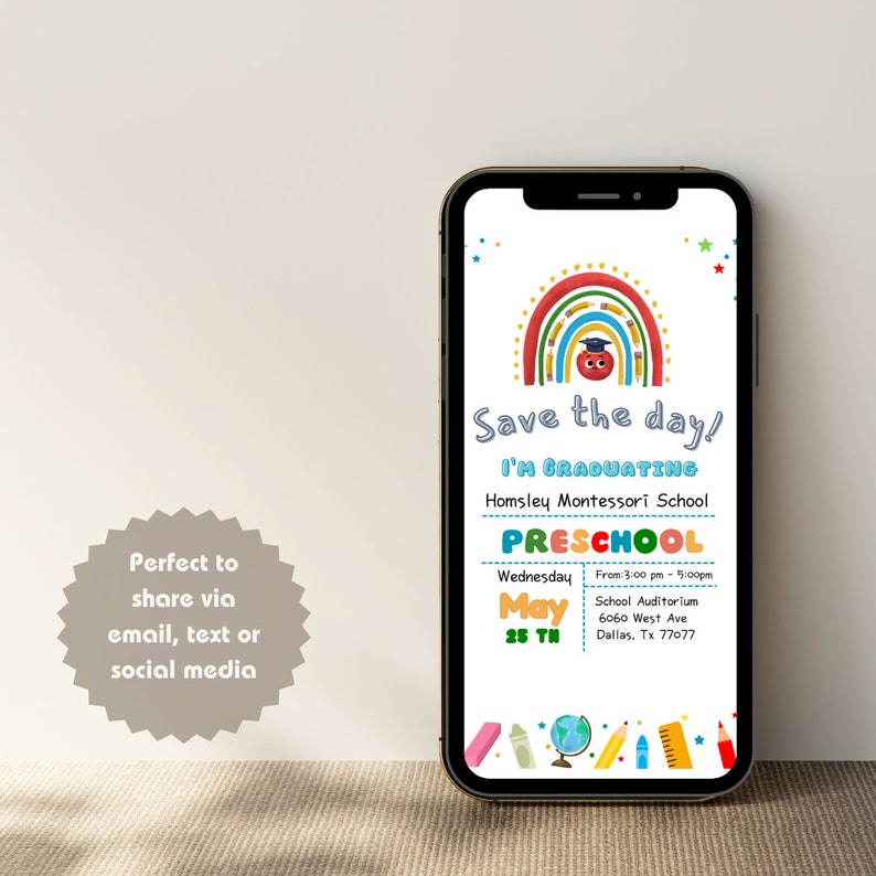 Graduation Invitation Editable Template, Pre-k Kindergarten, Preschool ...