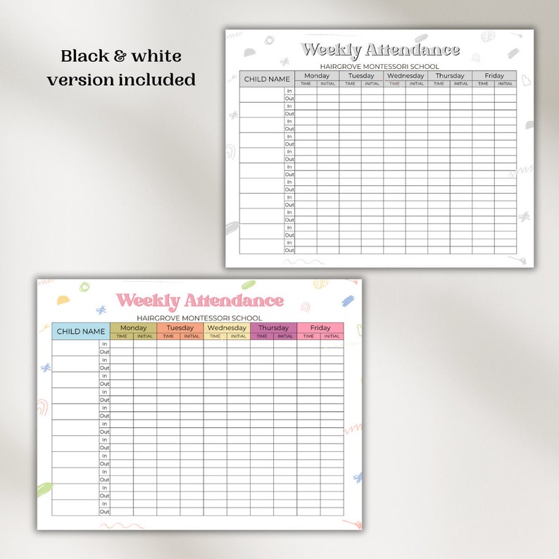 Weekly Attendance Tracker, Editable Canva Template (digital Download ...