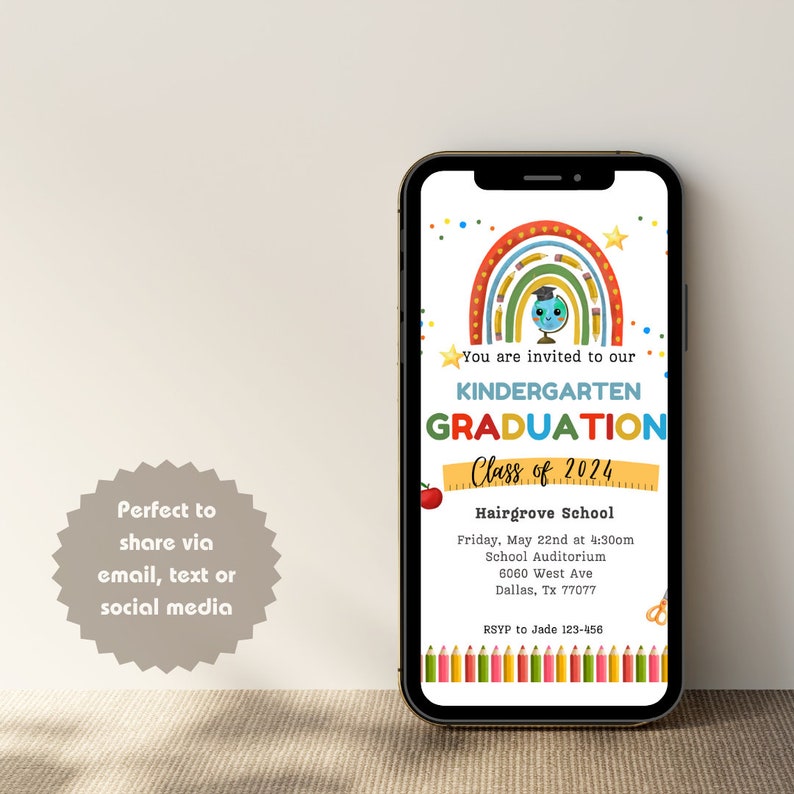 Graduation Invitation Editable Template, Pre-k Kindergarten, Preschool ...