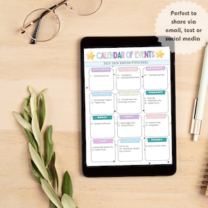 Editable Monthly Events Template, Parents Newsletter Calendar Events ...